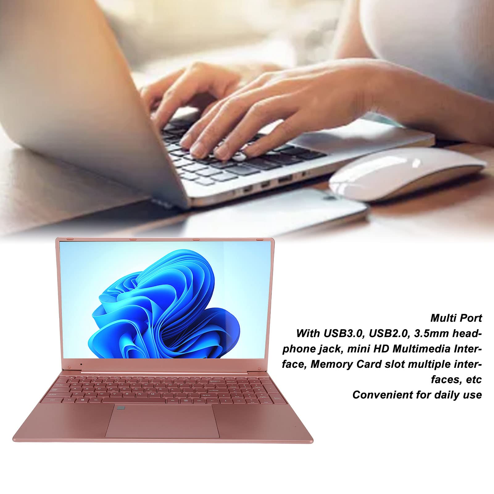 15.6 Inch Laptop for 11 Laptop N5095 CPU 12+1TB 1920 * 1080 Resolution 2K IPS Screen 2.4G 5G WiFi Computer with Fingerprint Unlock and Numeric Keypad (12+1TB US Plug)