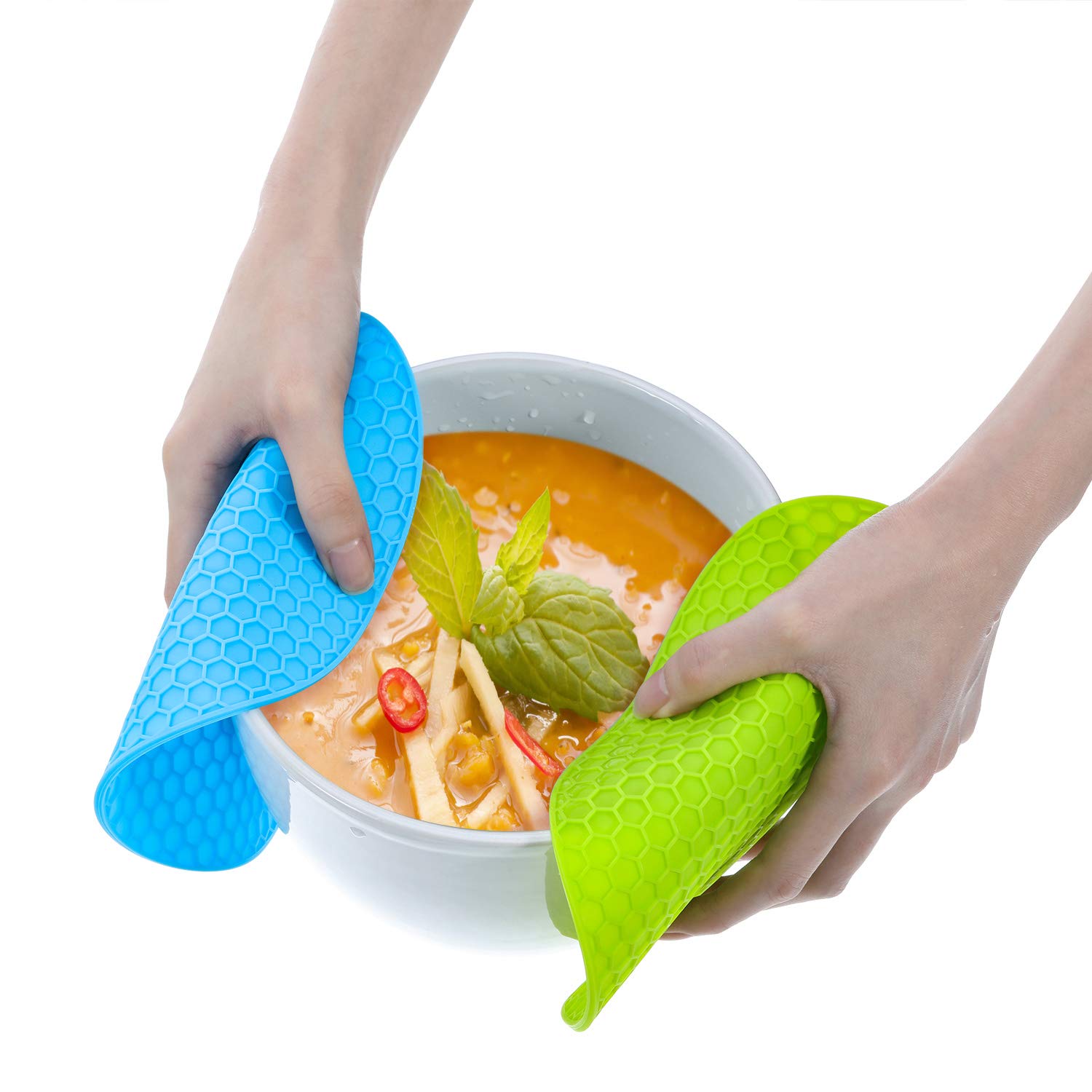 Boao 6 Pieces Silicone Trivets Mat, Hot Pad Mat, Pot Holder, Spoon Rests and Jar Gripper Pads (Color A, Style A)