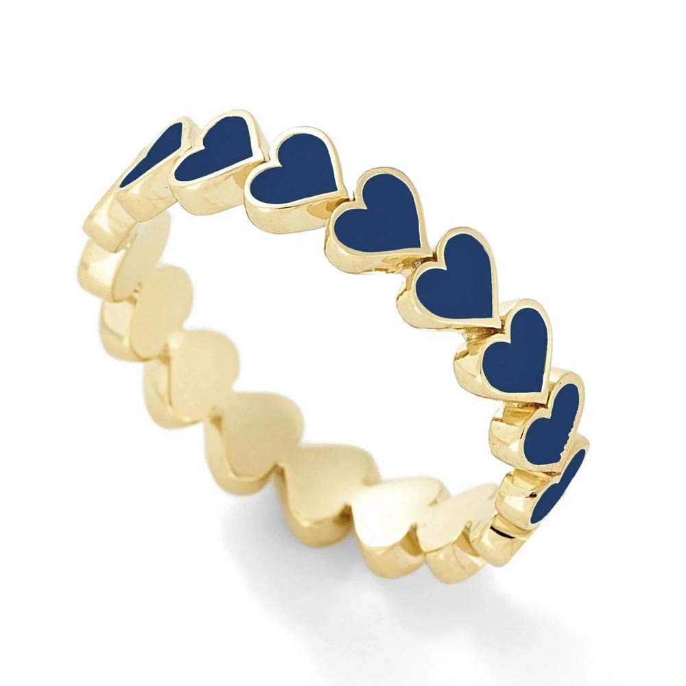 2PCS Colorful Love Heart Couple Stackable Ring Enamel Band Knuckle Finger Rings Set for Women Lover Wedding Punk Promise Jewelry-5