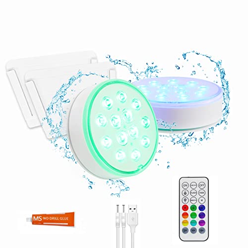 2 Pack Rechargeable Pool Lights, Pool Lights for Inground Pools IP68 Waterproof, Underwater Submersible Lights with Remote Timer, 13 LED 16 Colors Floating Pond Light for Bathtub Hot Tub Aquarium