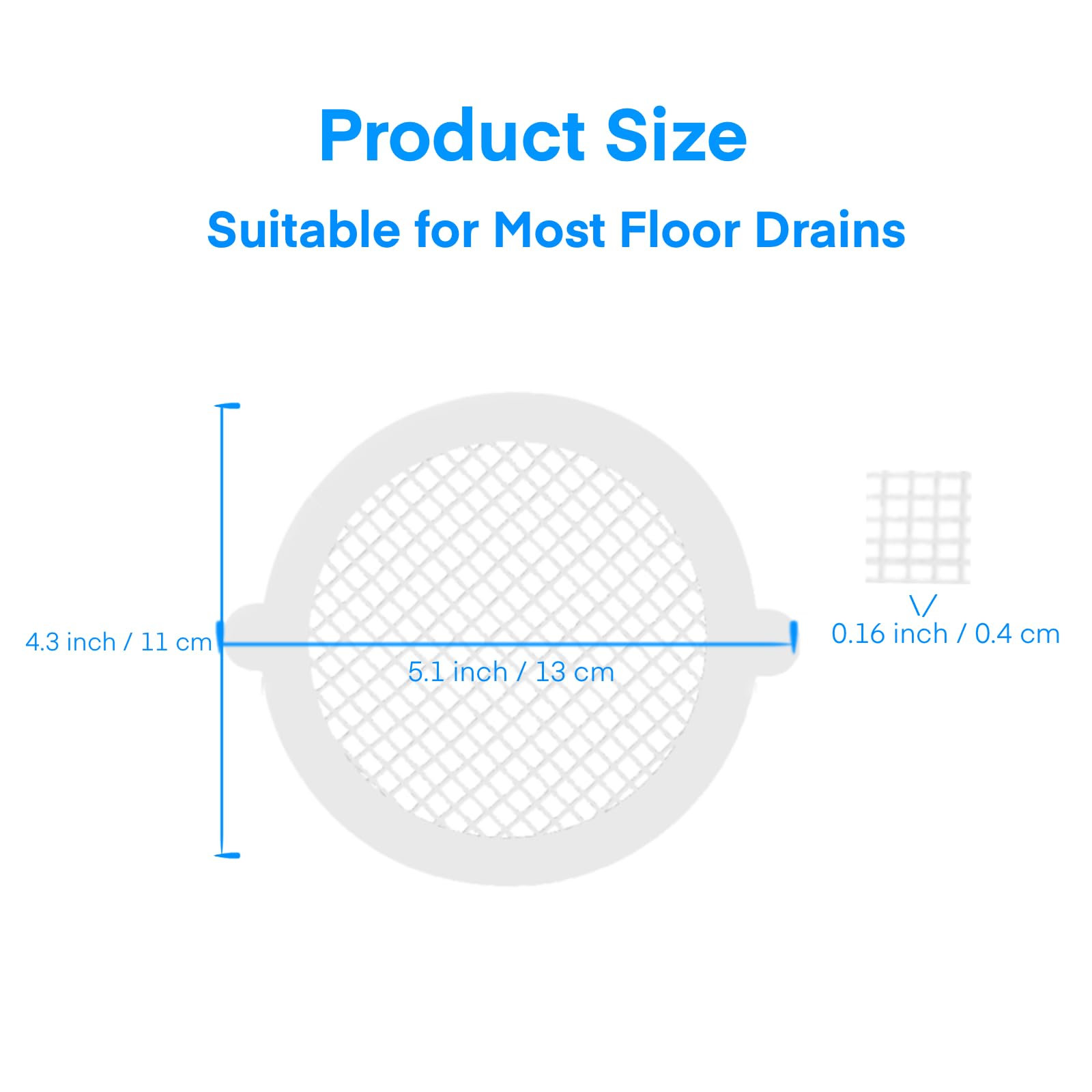 30 Pack Disposable Shower Drain Cover Hair Catcher, 4.3" Round Shower Drain Mesh Sticker, Floor Drain Fliter Sticker for Shower, Bathroom, Bathtub, Kitchen, Laundry