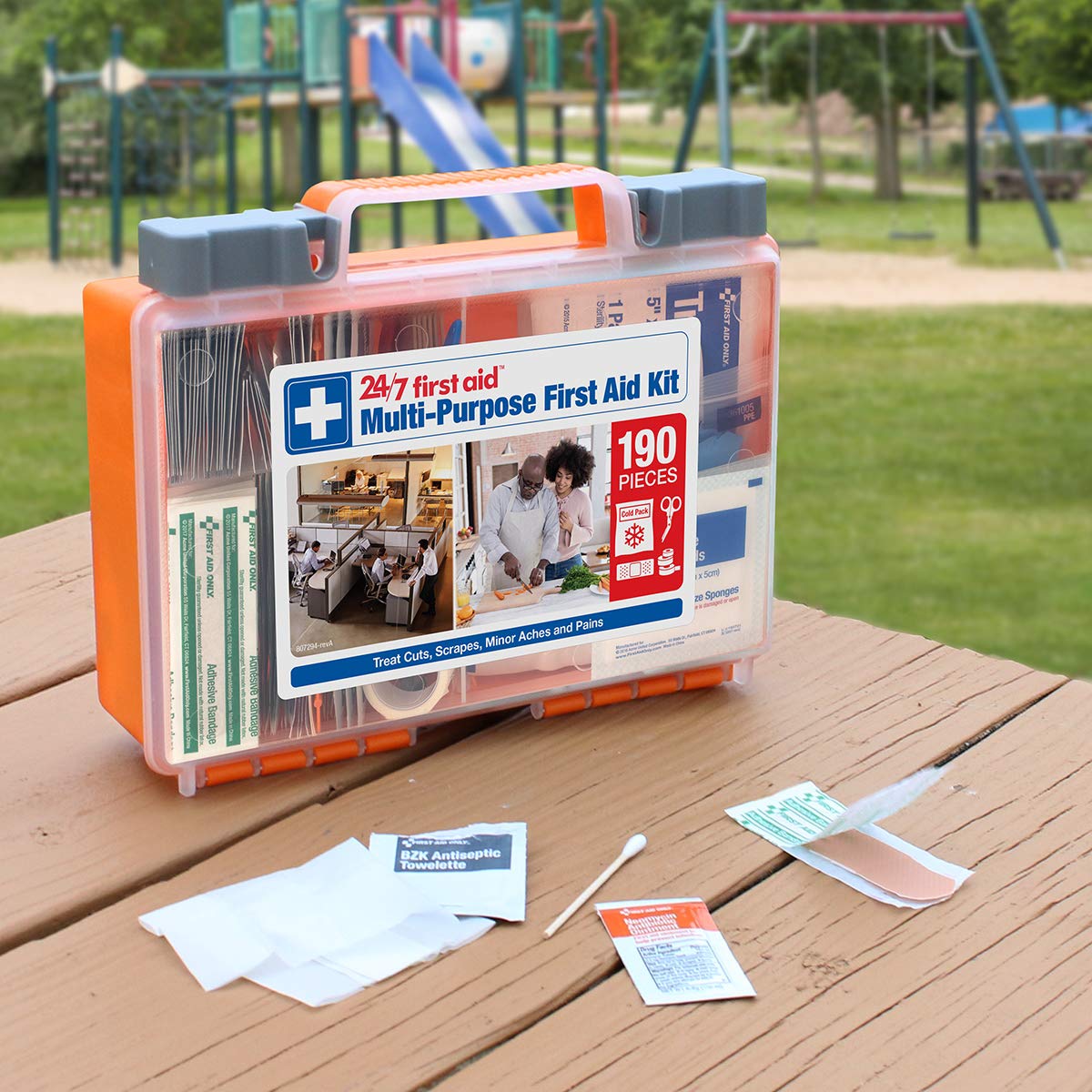 190 Piece First Aid Kit, Plastic Case
