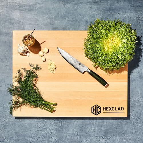 HexClad Chef's Knife, 8-Inch Japanese Damascus Stainless Steel Blade, Pakkawood Handle