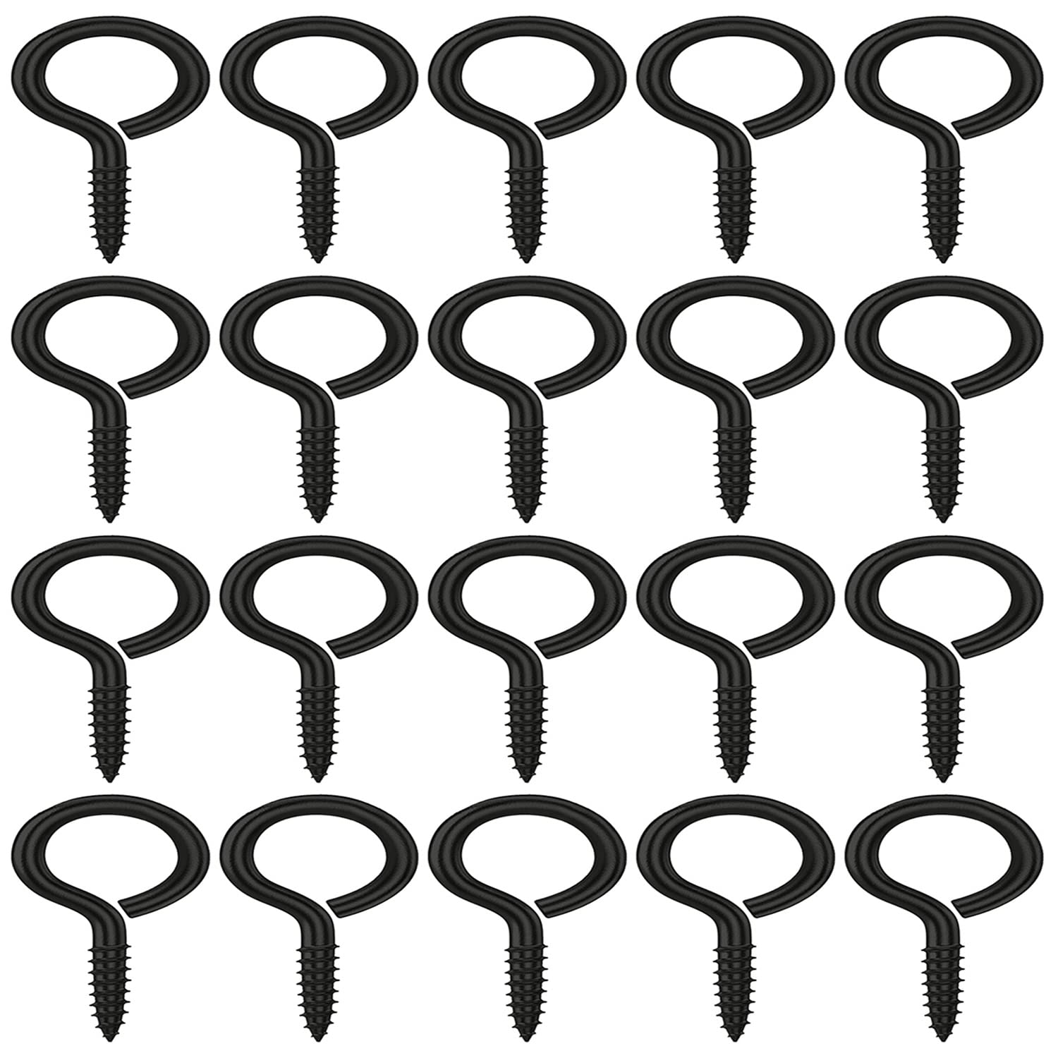 30 Pcs 2 Inch Metal Screw Eyes Hook Self Tapping Screw in Eye Hooks Ring for Indoor & Outdoor Hanging, Lifting and Securing Cables, Wires Etc Small Items, Black