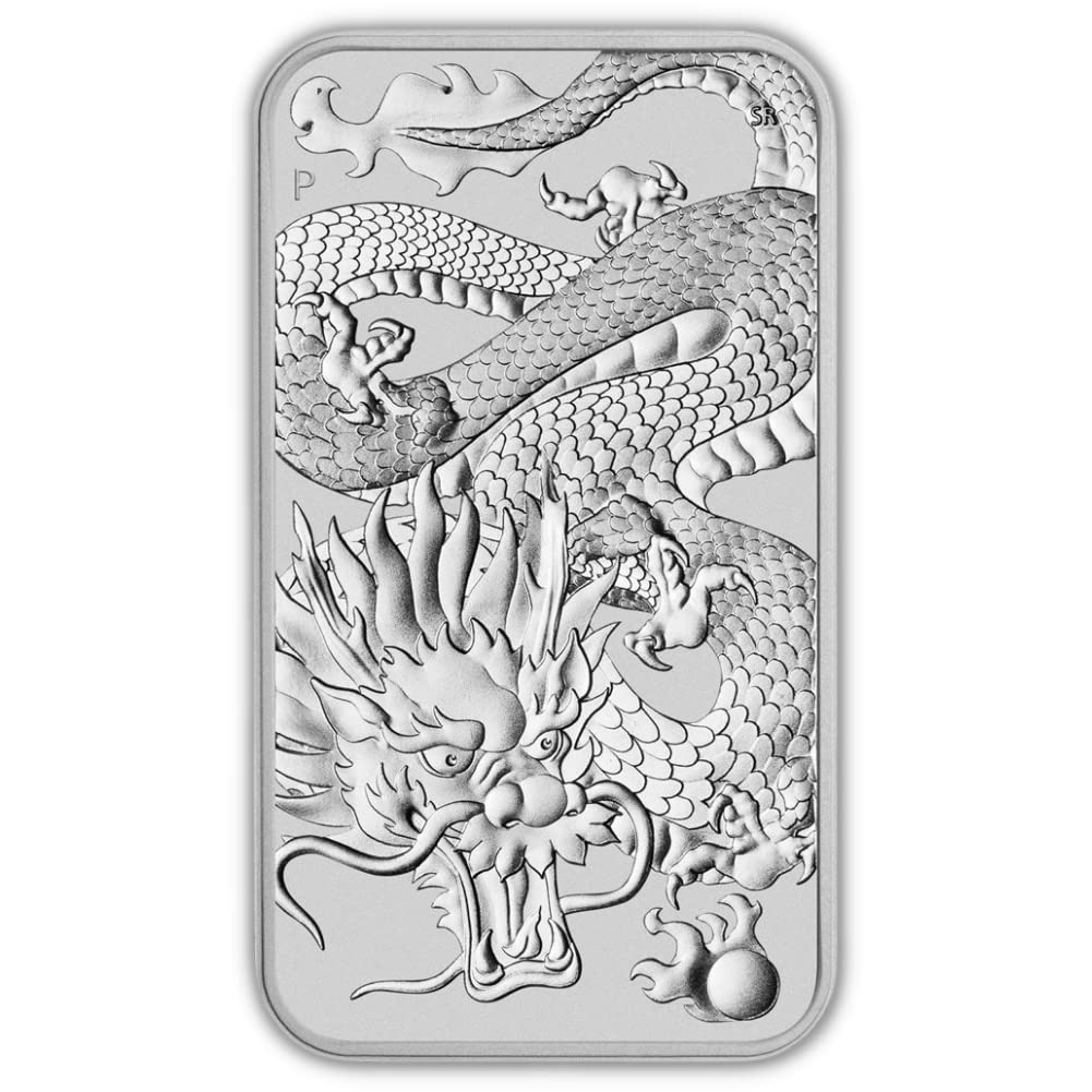 2022 P AU Lot of (5) 1 oz Australian Silver Dragon Rectangular Bar Coins Brilliant Uncirculated (BU) with Certificates of Authenticity $1 Mint State