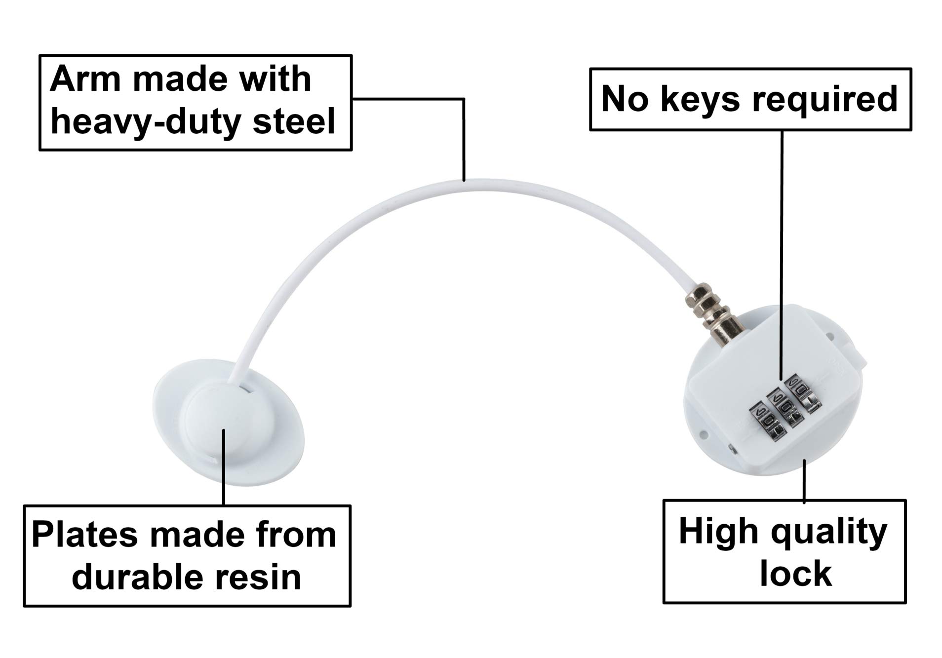2 Pack Refrigerator Lock Combination Coded Fridge Lock Freezer Child Safety Lock Door Lock with Strong Adhesive No Keys Needed White