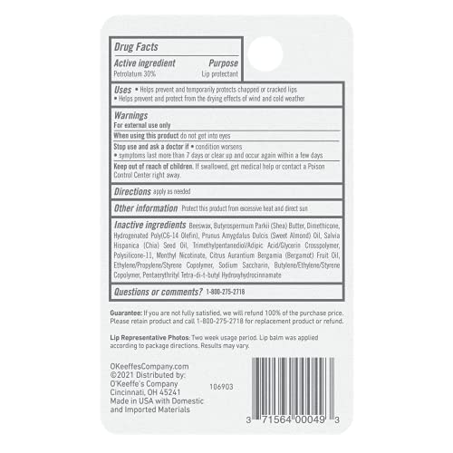 O'Keeffe's Medicated Lip Repair Seal & Heal Lip Protectant, Stick, (Pack of 2)
