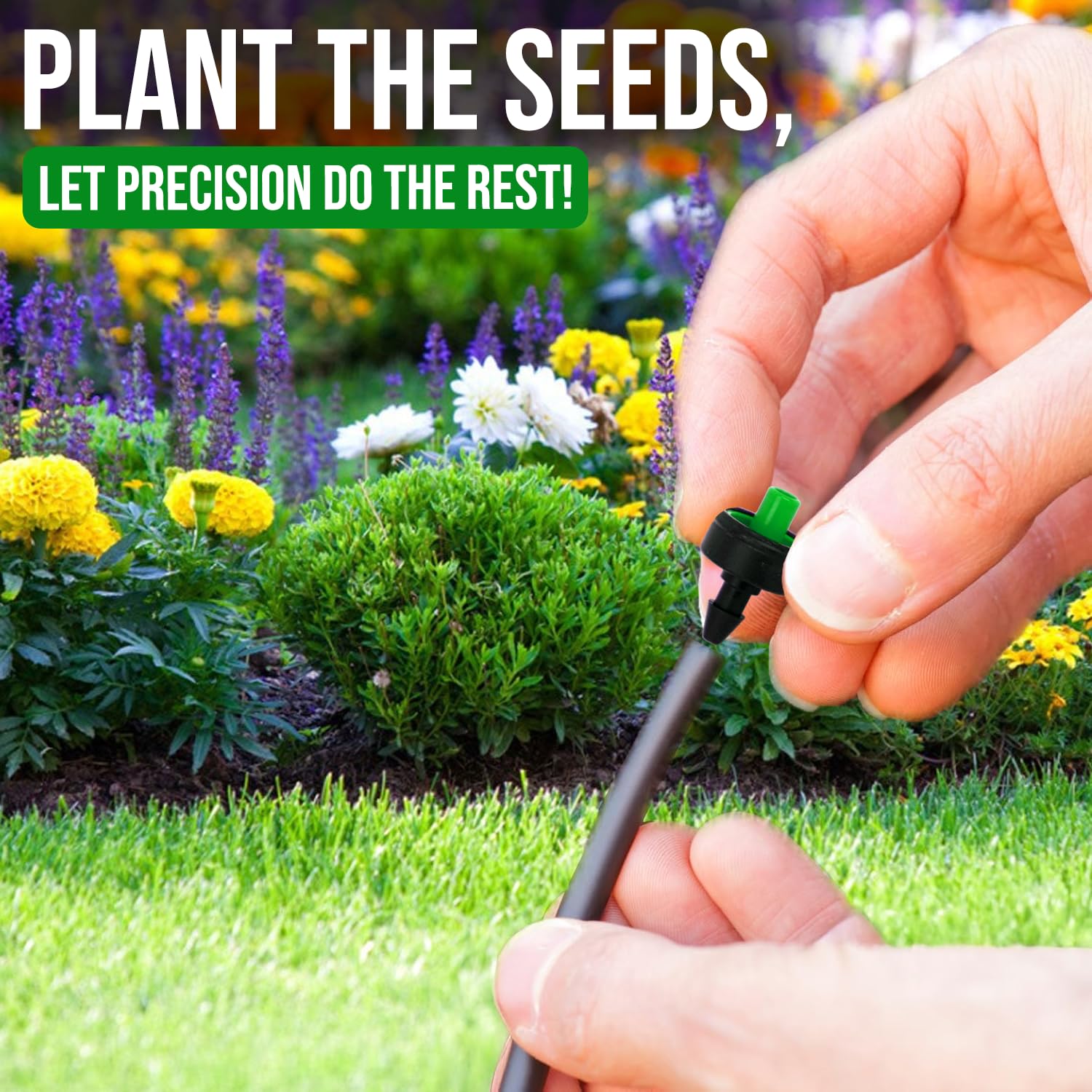 Pressure Compensating Drippers (Pack of 100) - 1L/h Flow Rate by- Ideal for Home Gardens, Orchards, and Greenhouses
