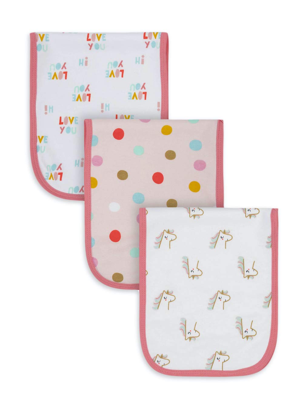 Gerber Organic Cotton Baby Girl Unicorn Burp Cloths 3 Pack, Pink, One Size: 7.5 Inch x 19 (19 cm 48.3 cm) (AP212407GIN)