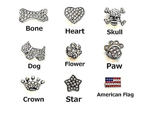 Bling Stuff For Fun, Personalized Customized PU Leather Glitter Rhinestone Bling Name Collar for Dogs & Puppies, S, M, L