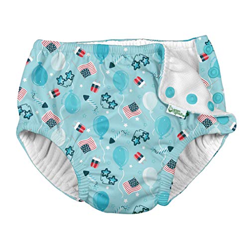 i Play Boys Reusable Absorbent Baby Swim Diapers Light Aqua Celebration 4T