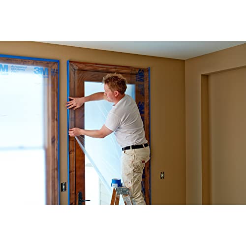 3M Hand Masker Advanced Masking Film, 72 in x 90 ft, Static Cling Keeps Film in Place, Prevents Liquids From Bleeding Through, Flake Resistant, For Indoors & Outdoors Use, 1 Roll (AMF72)
