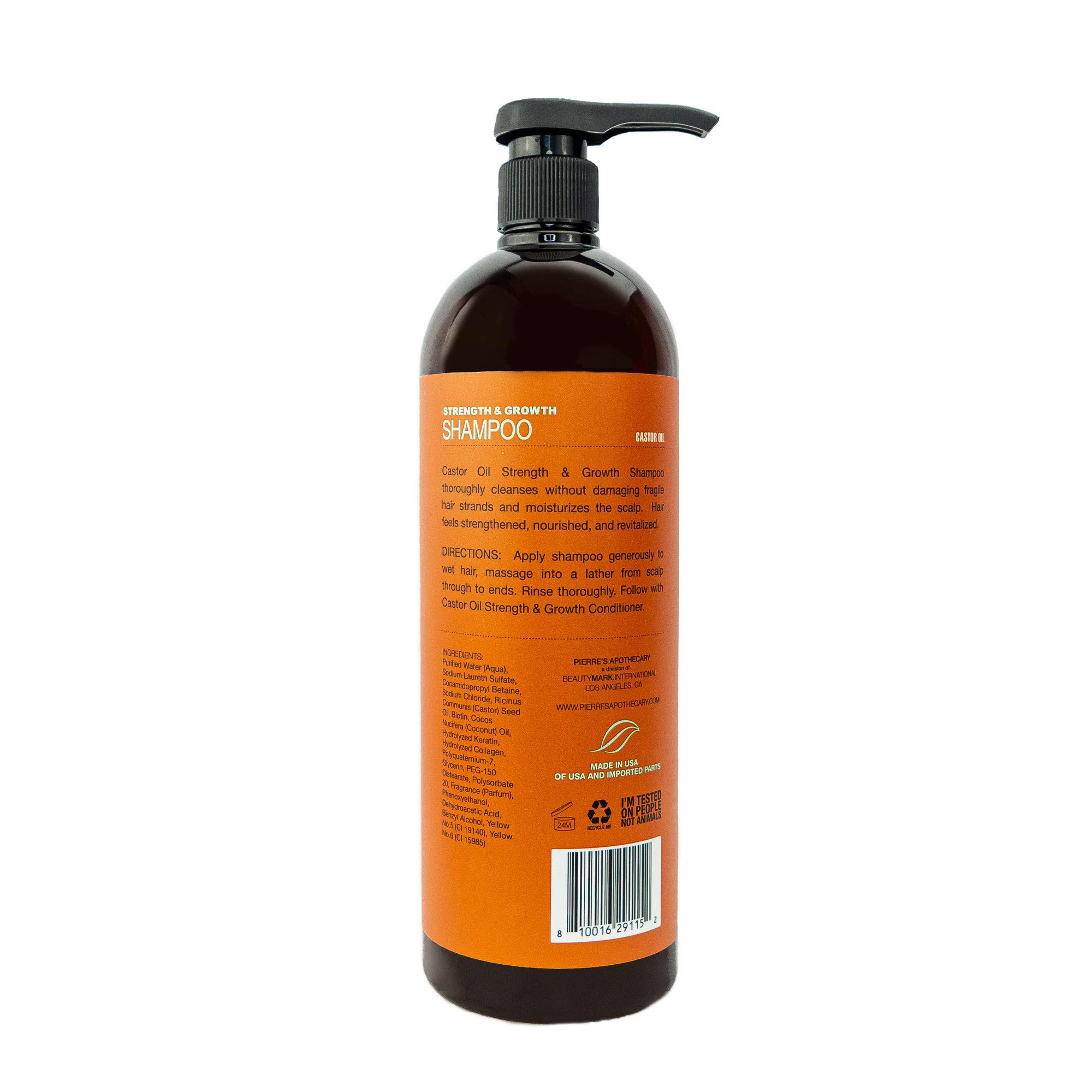 Pierre'S Apothecary Caster Oil Growth Shampoo, Strengthening Thickening Hair Product, Natural Ingredients, Biotin - 33.8 fl oz