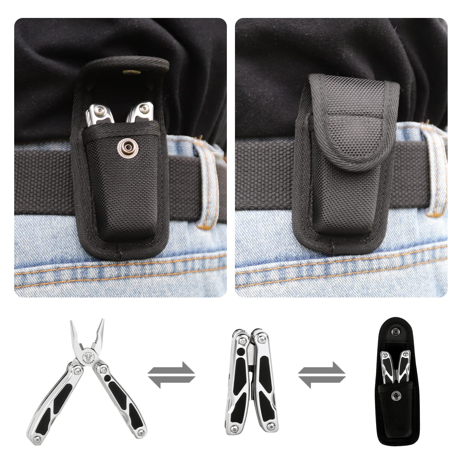 17-In-1 Multitool with Flashlight, Valentines Day Gifts for Him Dad Husbaand, Multitool Pliers Pocket Knife Pliers with Nylon Sheath, Handy Multi-Tool for Outdoor, Camping, Hunting, Survival