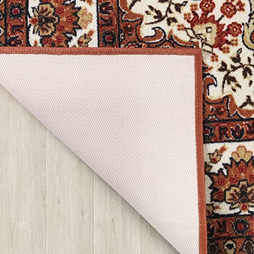 Antep Rugs Alfombras Oriental Traditional 8x10 Non-Skid (Non-Slip) Low Profile Pile Rubber Backing Indoor Area Rugs (Rust Brown, 7'10" x 10')