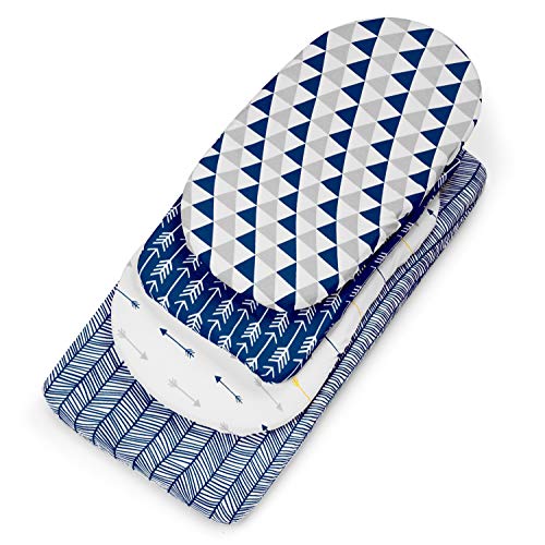 Bassinet Bed Sheets β Premium Bassinet Fitted Sheets 4 Pack β 100% Jersey Knit Cotton Cradle Sheets β Bassinet Bedding for Standard Size Oval or Halo Bassinet Pads β Bassinet Sheet for Boy & Girl
