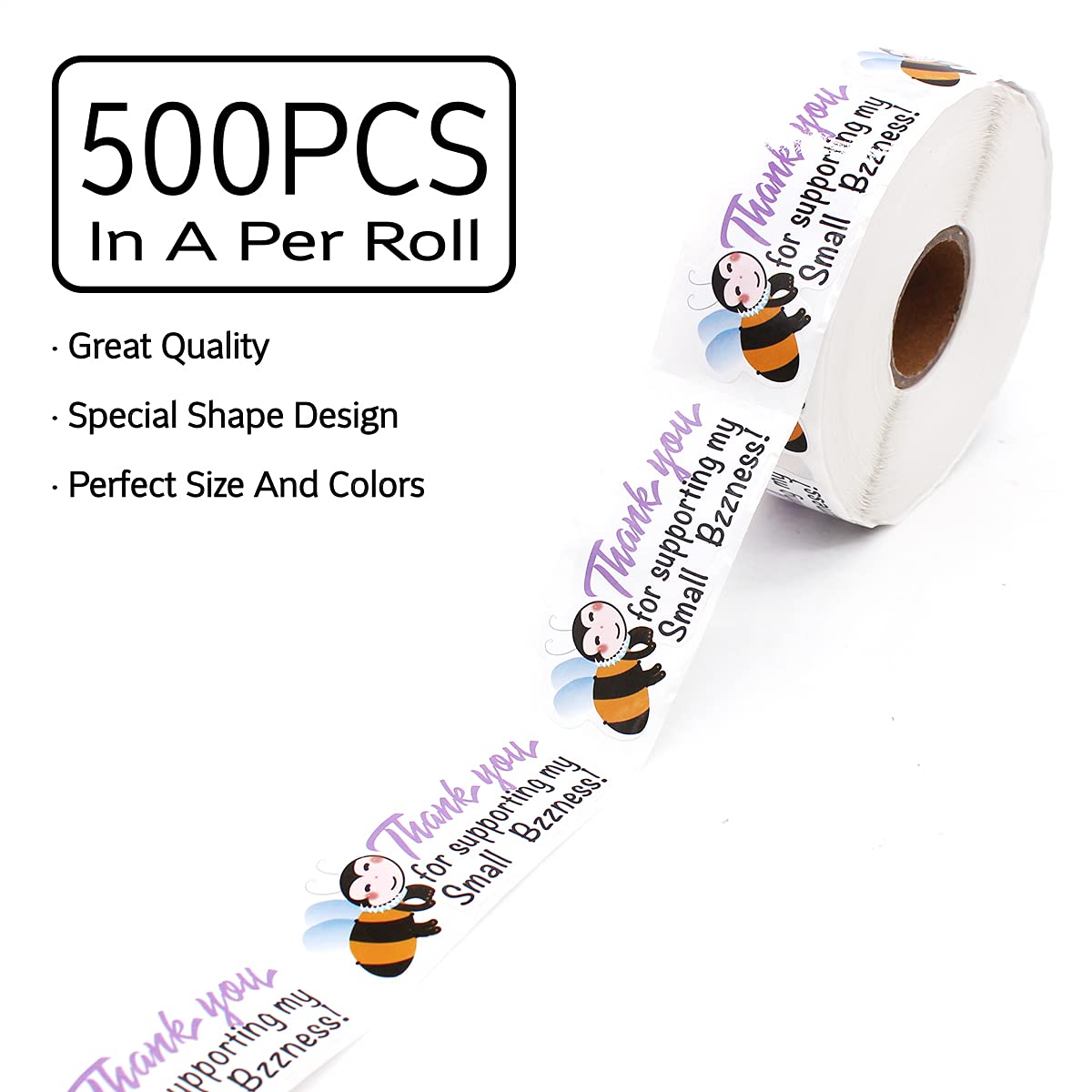 Thank You for Supporting My Small Bzzness Stickers,Thank You Stickers,Handmade Stickers,Small Shop Stickers,Envelopes Stickers for Small Business, Online Retailers,Handmade Goods,500 Labels Per Roll