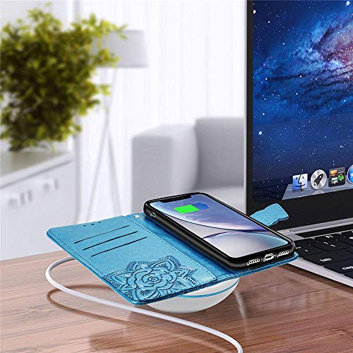 COTDINFORCA Case for Redmi Note 9 Pro, Redmi Note 9S Case Flip Card Cash Leather Wallet Case Embossed Butterfly PU Shockproof Case Cover for Xiaomi Redmi Note 9 Pro Max SD Flower Butterfly Gray