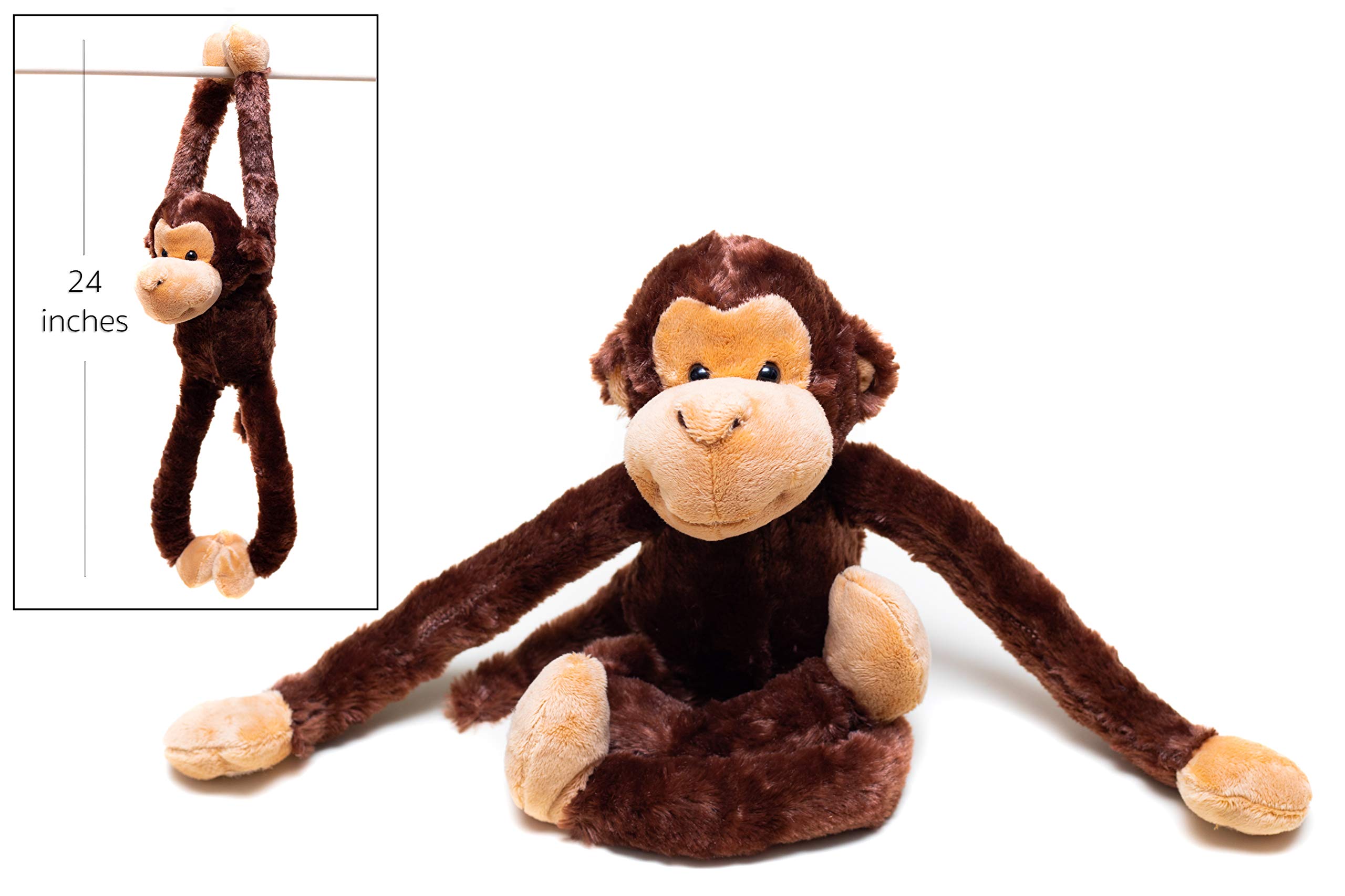 24-Inch Hanging Monkey Stuffed Animal – Monkey Toy With Specially Designed Ultra Soft Plush Feel For Kids - Hands And Feet Connect Together - Bring These Popular Monkeys Home To Boys & Girls Ages 3+