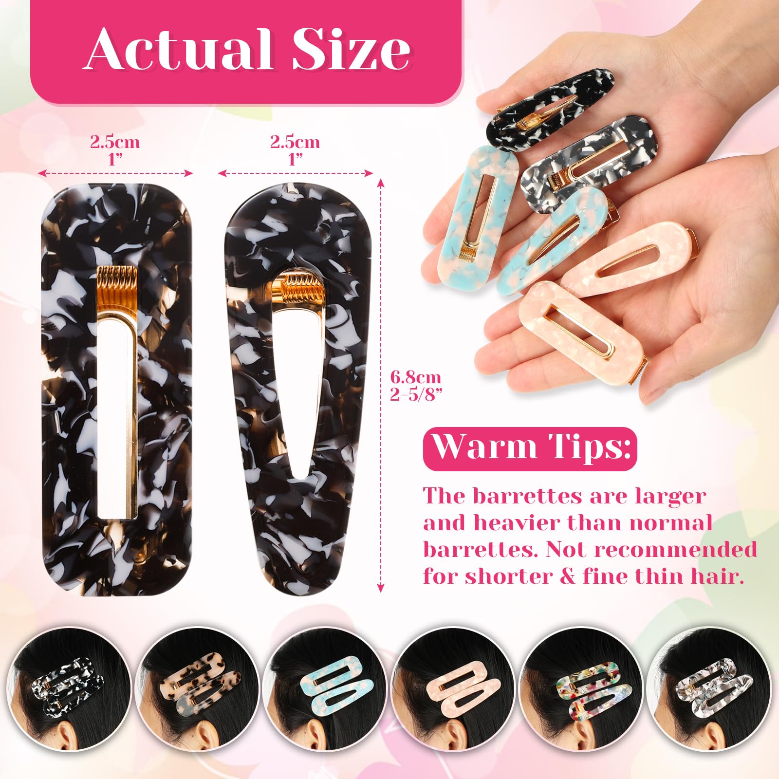 cridoz 12 Pcs Acrylic Resin Hair Barrettes Hair Clips for Women Hair Accessories