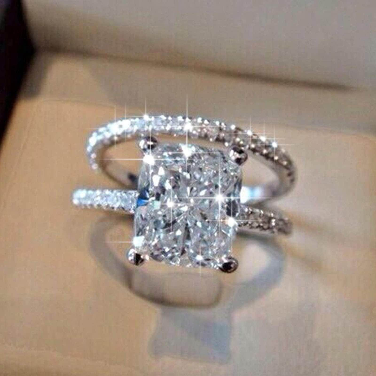 2pcs Diamond Ring, Fashion Luxury Engagement Wedding Jewelry for Women