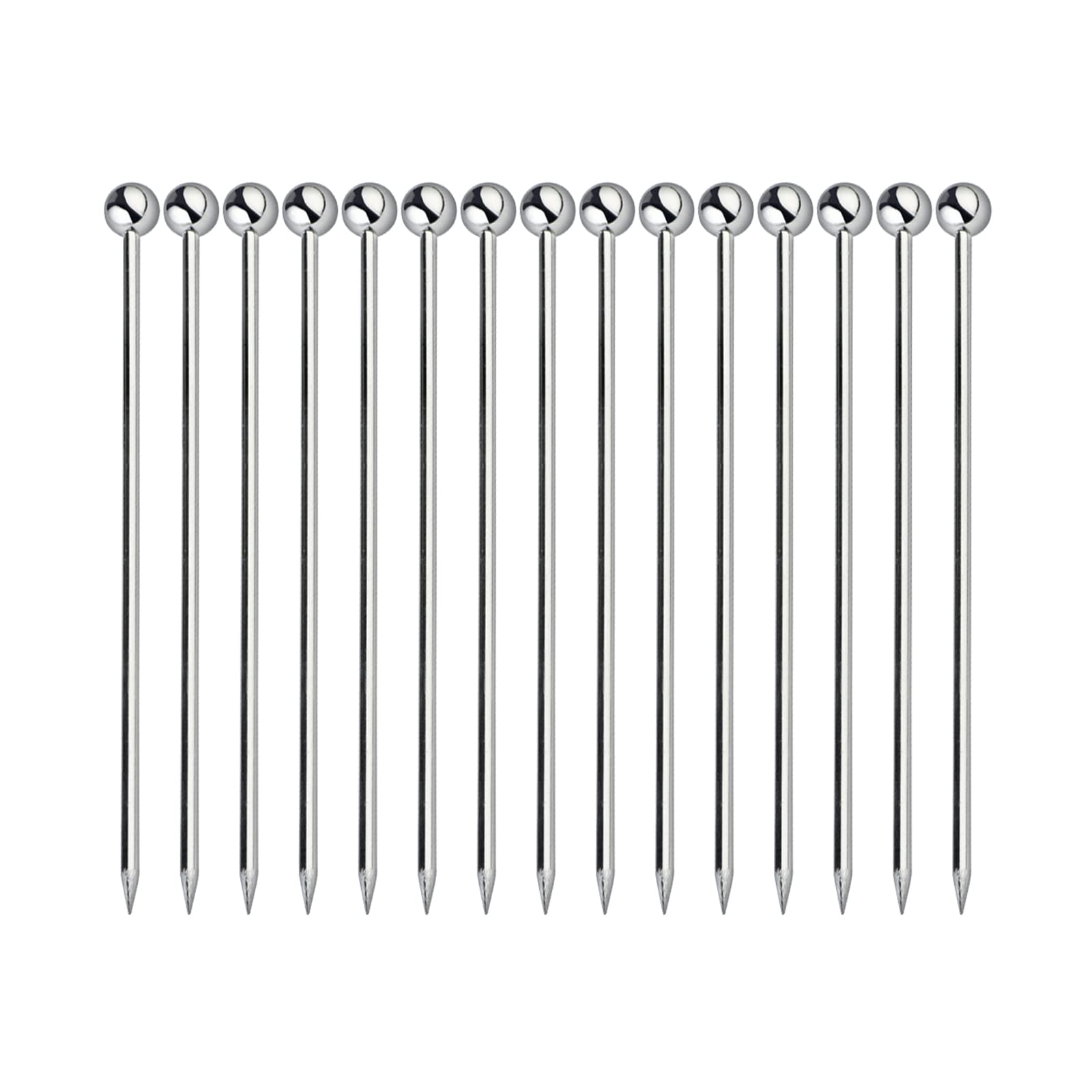 15PCS Cocktail Picks, Metal Stainless Steel Cocktail Toothpicks, Reusable Cocktail Skewers, Garnish Picks Bloody Mary Skewers, Metal Martini Picks for Olives Appetizers Fruit (Silver/4.3 Inches)