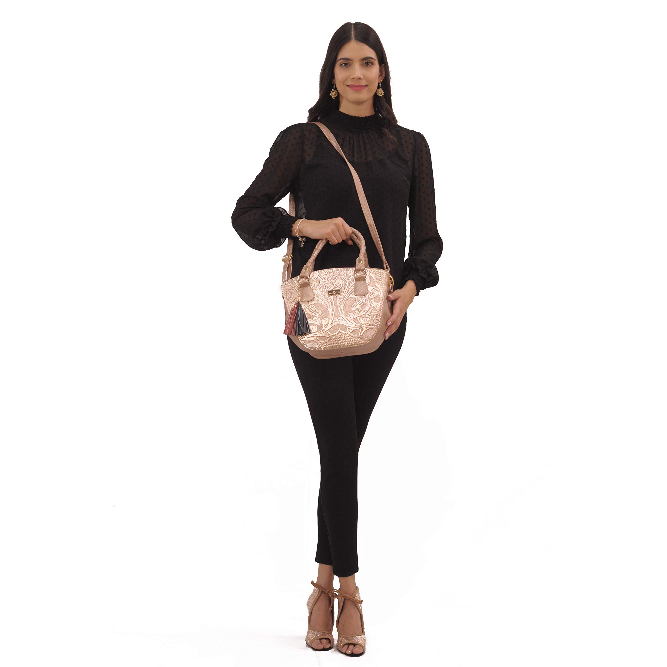 A ÁNGELOZANO Lady bag, Genuine Leather bag, Handcrafted bag, Engraved bag, Hand bag, Women's bag, Citlali Model