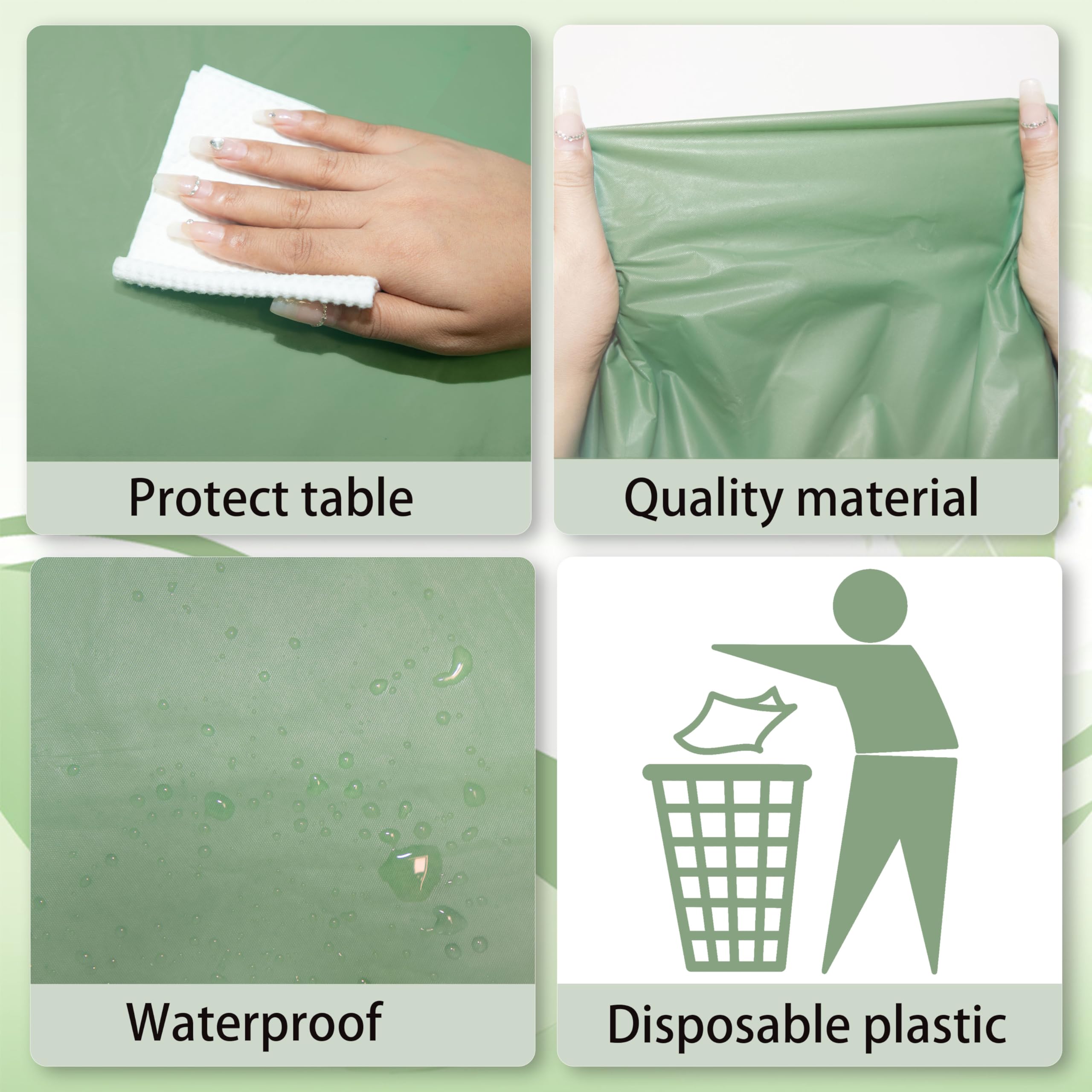 12 Pack Sage Green Tablecloth Plastic Table Cloth 54 x 108 inch Disposable Plastic Tablecloths for Rectangle Tables,Disposable Table Cover for Wedding,Birthday,Bridal,Baby Shower Party Decorations