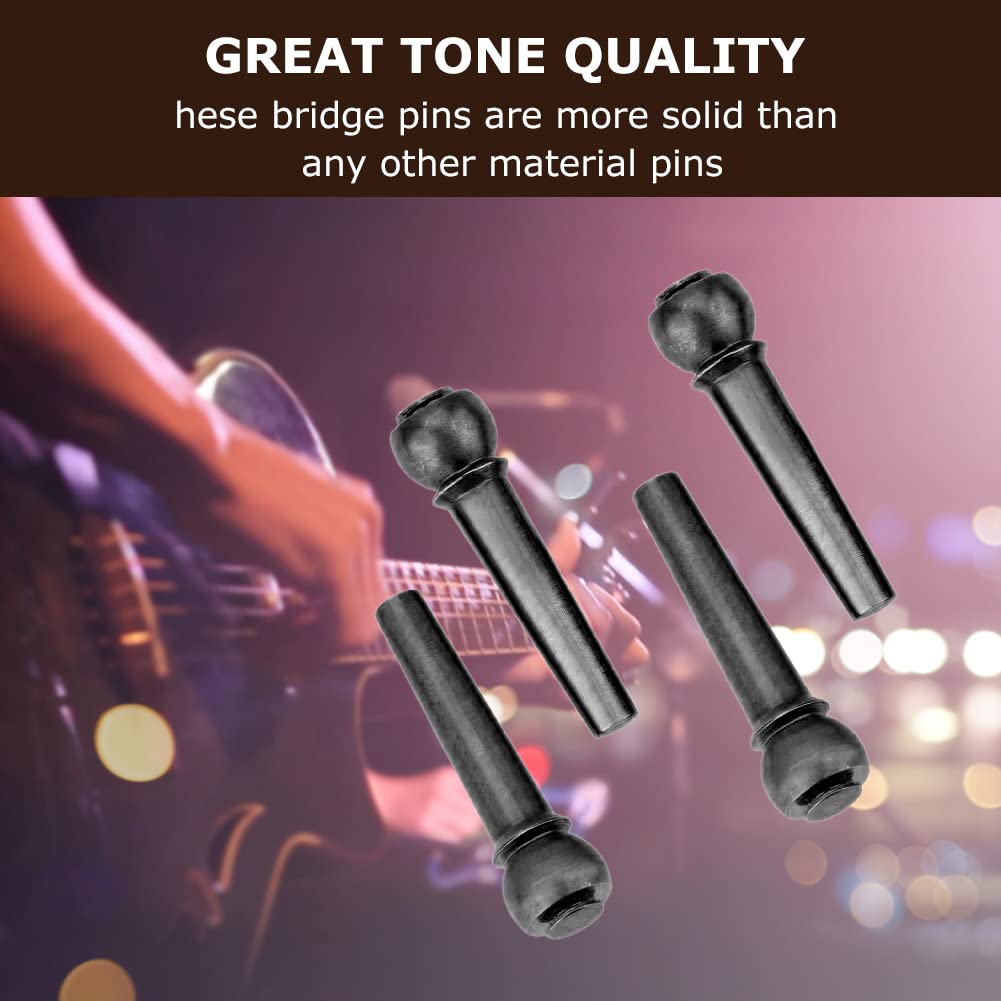 6Pcs Guitar Bridge Pins, Brass Pin Acoustic Guitar Strings Nail Pegs (Black) Ebony Bridge Pins 6 Pacoustic Guitar Strings