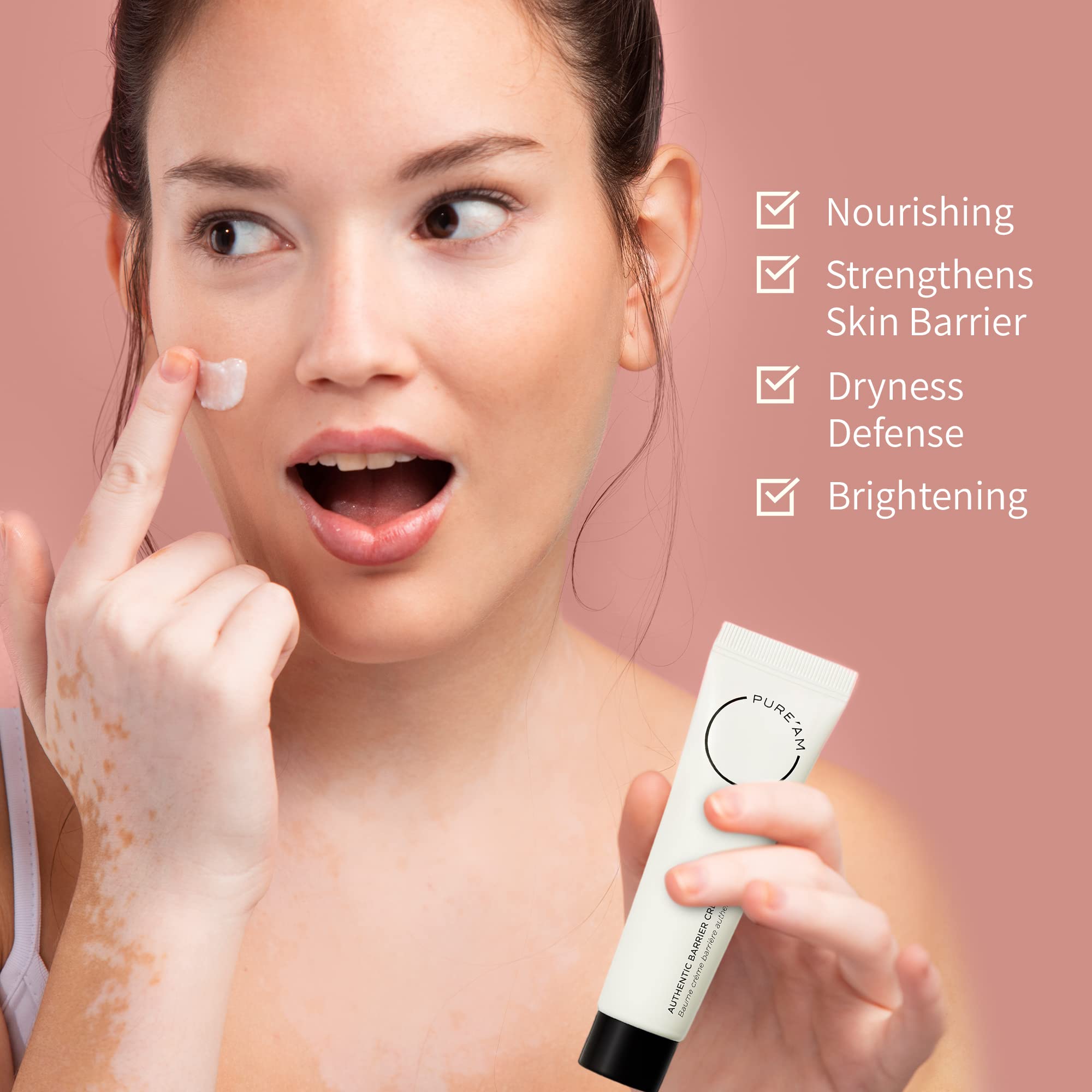 PURE'AM Authentic Barrier Cream - Korean Moisturizer For Dry & Sensitive Skin & Acne, 2.5 Fl Oz, 75ml, Vegan