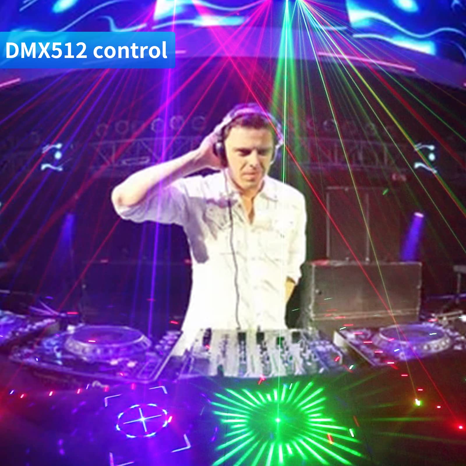 15 Eyes Party Lights DJ Disco Light RGBW UV Strobe Lighting Effect LED Projector Sound Activated Ravelight Remote Control for Home Parties Karaoke Birthday Wedding Bar