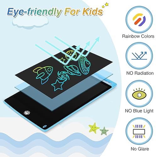 2 Pack LCD Writing Tablet, Electronic Drawing Writing Board, Erasable Drawing Doodle Board, Doodle Pad Toys for Kids Adults Learning & Education, 8.5IN(Blue+Pink)