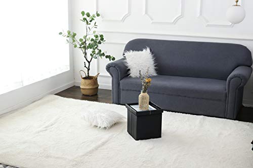 YCOCO Faux Leather Small Square Foot Rest Stools,Foot Stool with Storage,Folding Storage Ottoman Footrest Stool for Faux Leather Ottoman Chest,Toy Box Chest,11.8"X11.8"X11.8",Black Pack of 1