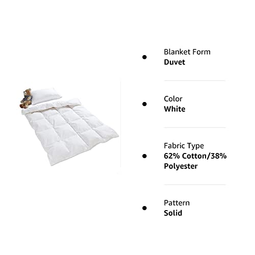 Baby Goose Lightweight All Season BabyToddler White Goose Down Comforter Duvet Insert for Crib Bedding 100 Percent Cotton Shell Down Proof (White, 33x43in)