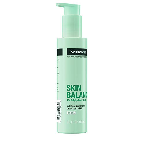 Neutrogena Skin Balancing Kaolin Clay Cleanser with 2% Polyhydroxy Acid (PHA), Mattifying & Conditioning Face Wash for Oily Skin, Paraben-Free, Soap-Free, Sulfate-Free, 6.3 fl oz