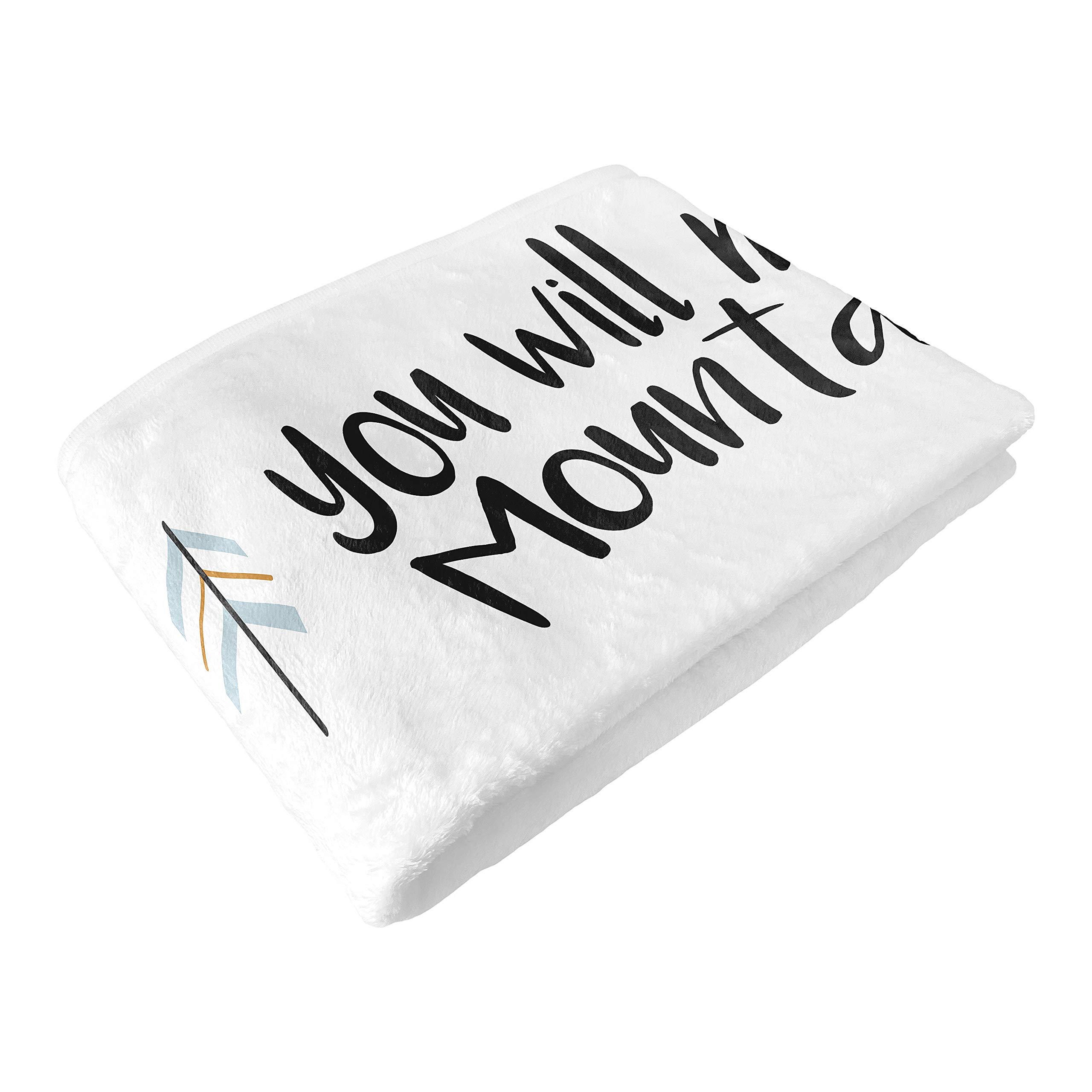 Sweet Jojo Designs Bear Mountain Boy Milestone Blanket Monthly Newborn First Year Growth Mat Baby Shower Memory Keepsake Gift Picture - Slate Blue and Black Woodland Forest You Will Move Mountains