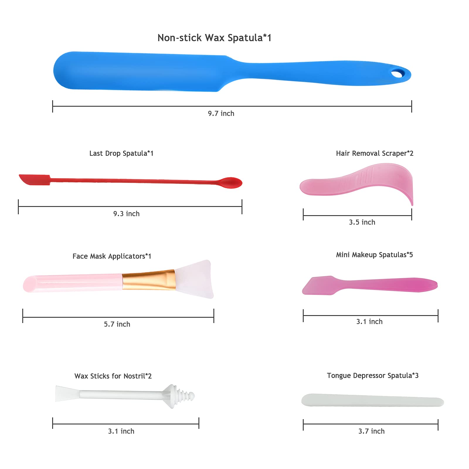 TCJJ 15PCS Non-stick Wax Sticks Reusable Wax Spatulas Wax Applicators Large Small Plastic Scraper for Hair Removal Waxing and Beauty Makeup