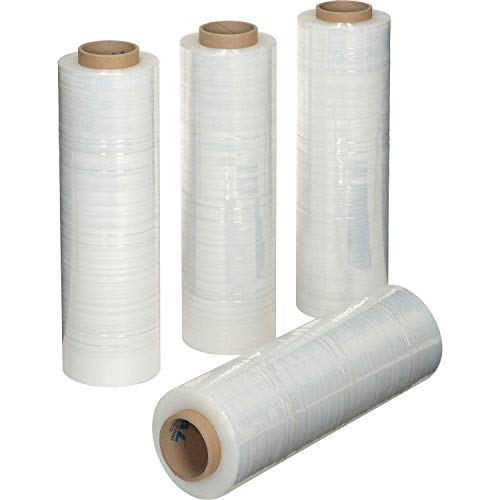 18"x 1200 FT Roll 80 Gauge Thick, 4 Pack. Industrial Stretch wrap for Moving plastic wrap Skid wrap shrink wrap, Pallet Shrink Film Ideal for Furniture, Boxes, Pallets (Clear)