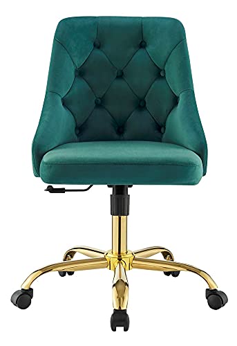 Modway Distinct Tufted Swivel Performance Velvet Office Chair, Gold Teal 20.5 x 23 x 32