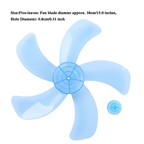 CHICTRY Plastic Fan Blade Replacement Leaves with Nut Cover for Household Standing Pedestal Fan Table Fanner Accessories Sky Blue 16 Inch 5 Leaves