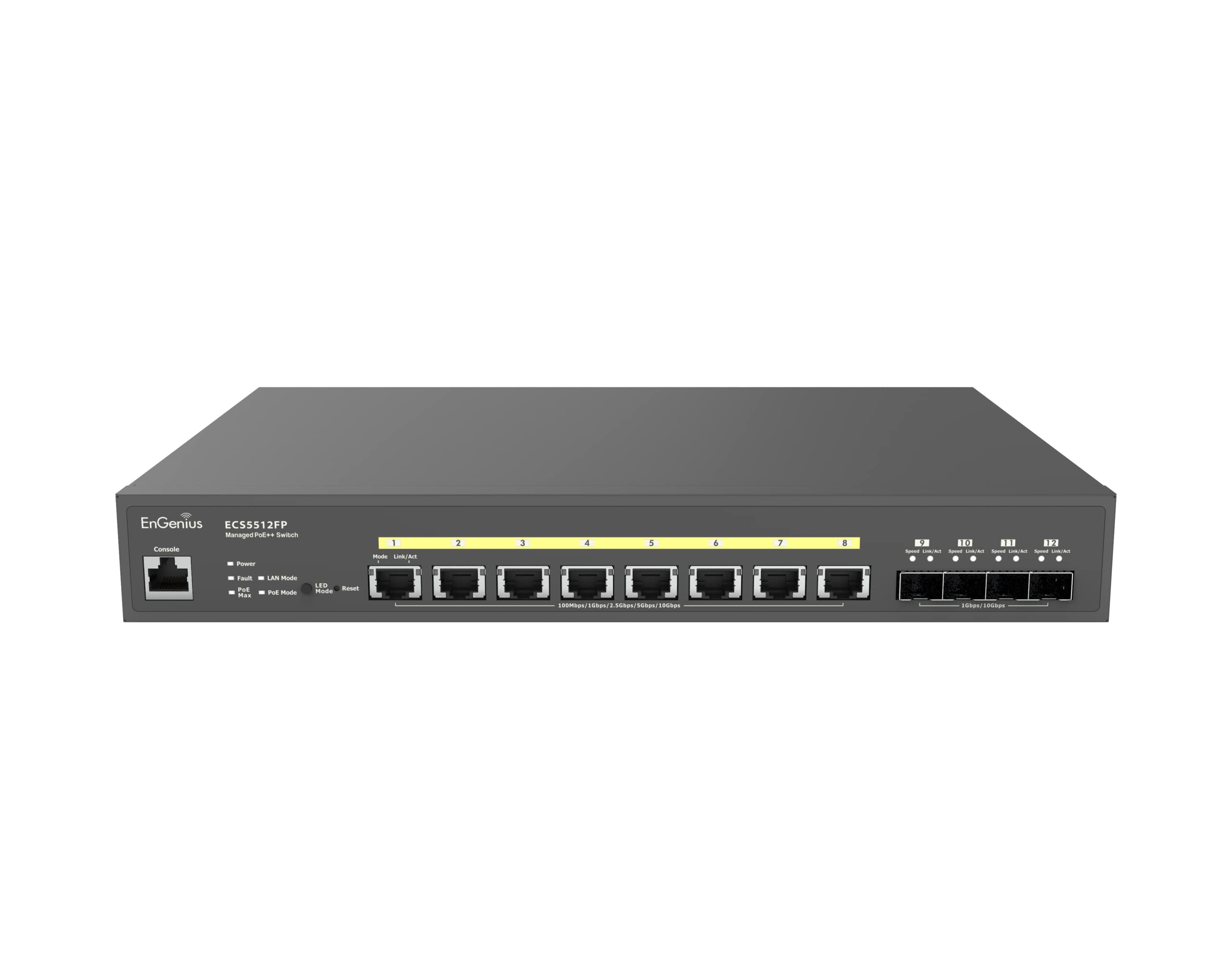 EnGenius Cloud 10 Gigabit ECS5512FP 8-Port PoE++ Switch with 420W Budget, 4 SFP+ Uplink Ports