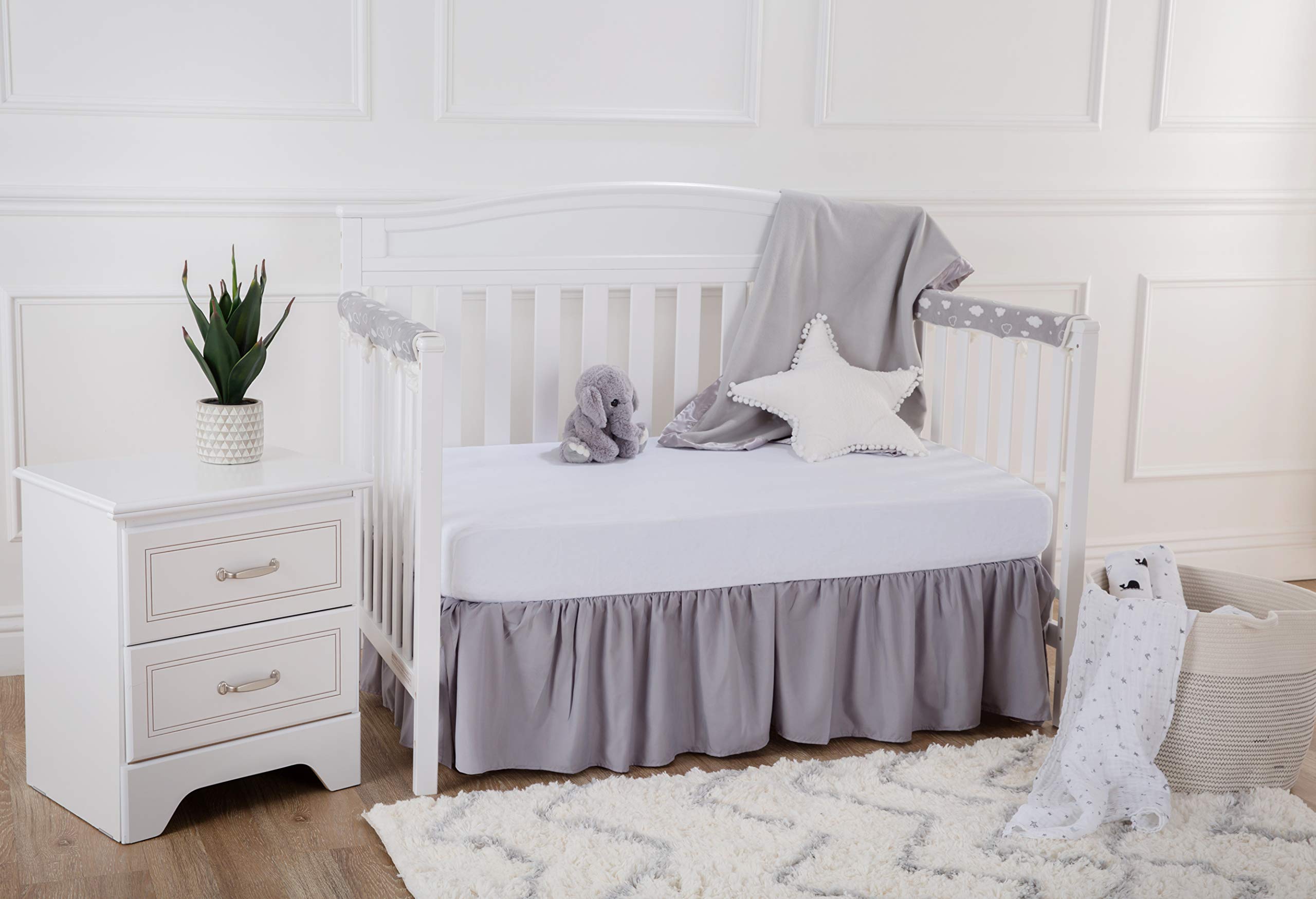 American Baby Company Ultra Soft Microfiber Ruffled Crib Skirt, Grey, for Boys and Girls
