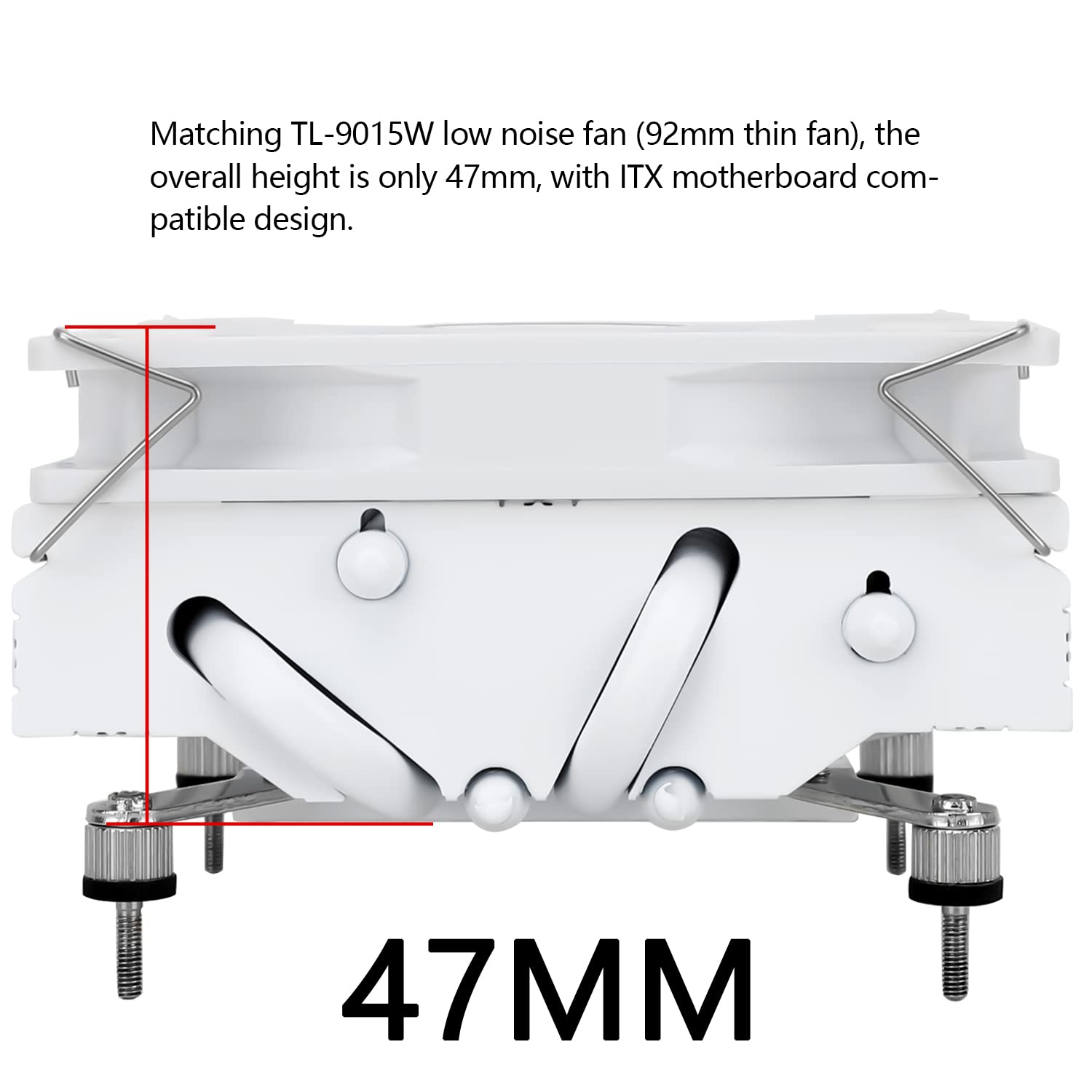 Thermalright AXP90-X47 White Low Profile CPU Cooler, with 92mm TL-9015W Slim PWM Fan, ITX CPU Cooler, AGHP Technology, 47mm Height,for AMD AM4 AM5/Intel 1150/1151/1155/1156/1200(AXP90 X47 White)