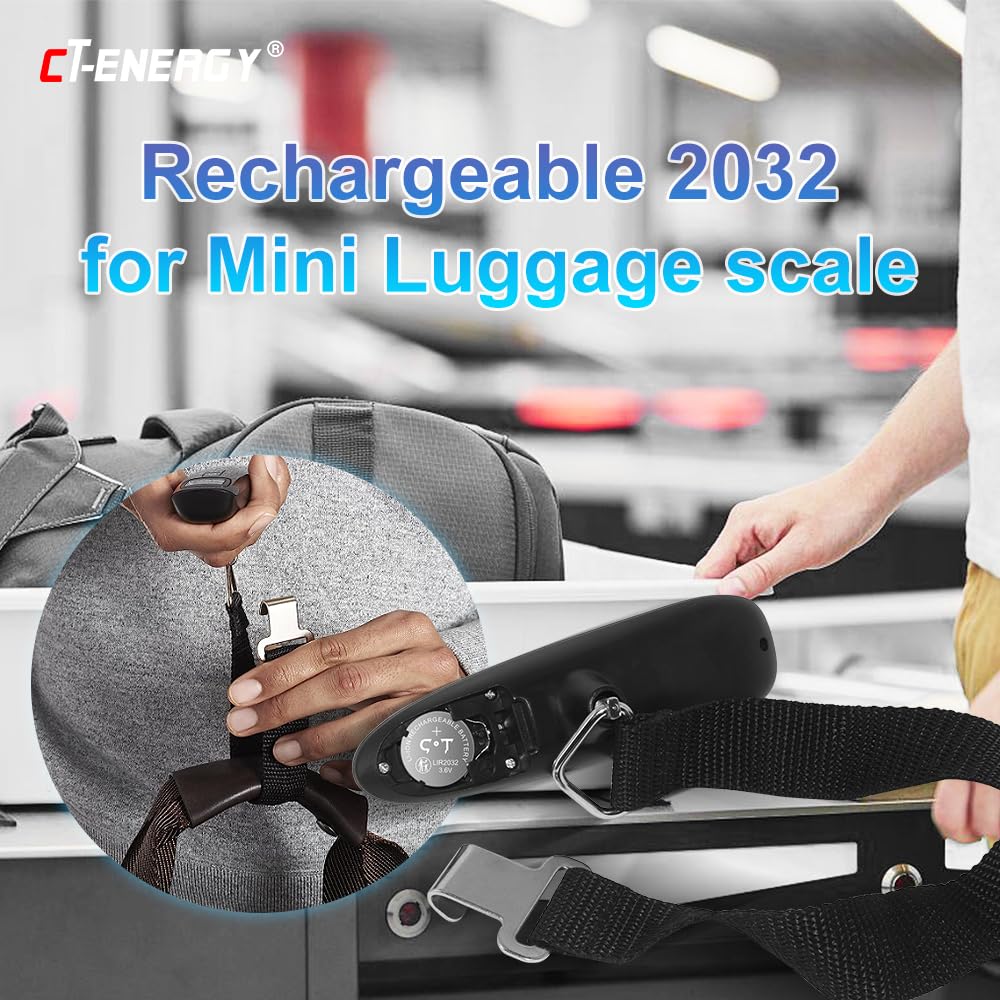CT-ENERGY Rechargeable 2032 Batteries 3.6V Lithium Ion Button Coin Cell Batteries of Airtag Car Key Fob Batteries CR2032 Rechargeable (4pcs)