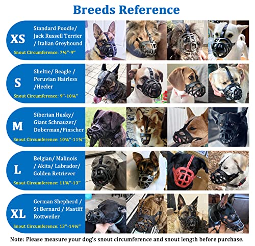 Dog Muzzle, Breathable Basket Muzzles for Small, Medium, Large and X-Large Dogs, Stop Biting, Barking and Chewing, Best for Aggressive Dogs (Large, Black)