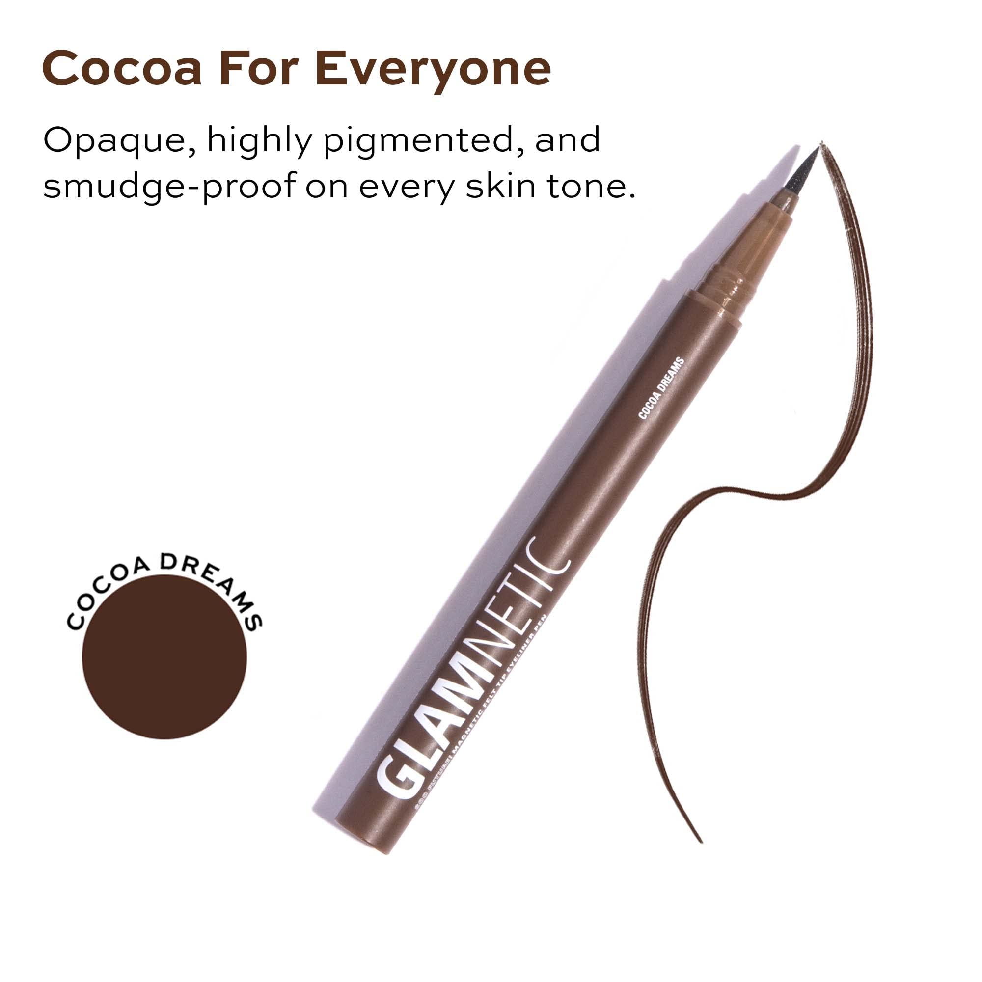 Glamnetic Magnetic Felt Tip Eyeliner - Cocoa Dreams | Soo Future! Brown Waterproof Liquid Liner Pen for Magnetic Eyelashes, Sweatproof, Paraben-Free
