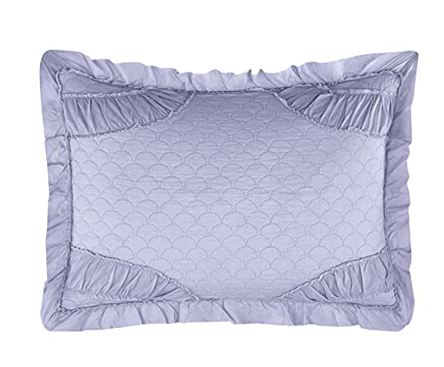Chic Home Finna 1 Piece Pillow Sham 100% Cotton Fish Scale Pattern Ruched Ruffled with Flanged Border20” x 28" +2”, 20 x 28, Lavender