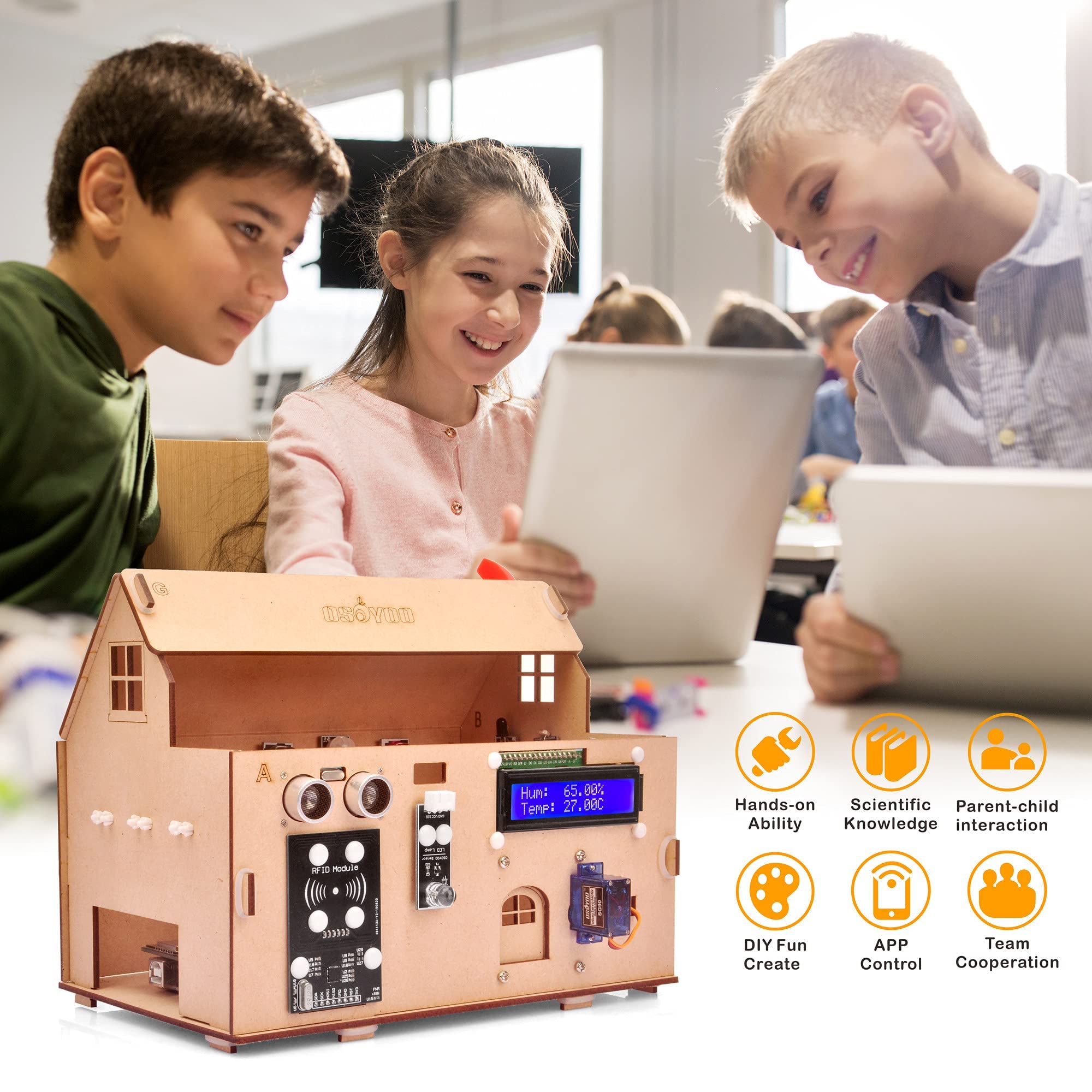 OSOYOO Smart House IoT Starter Kit for Arduino MEGA2560,Learning STEM Electronic Engineering Coding Programming, DIY Home Automation Building Set for Teens Adults