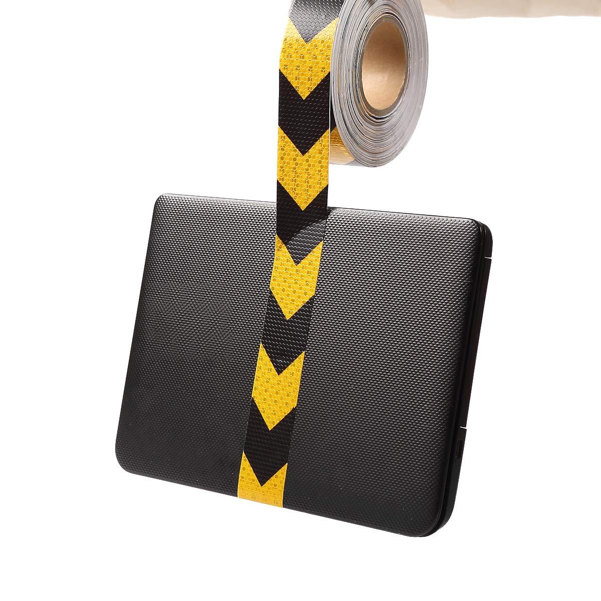 AISEY 2" X 30ft Reflective Safety Hazard Warning Tape Waterproof Yellow Black - High Intensity Reflector Tape for Outdoor Steps