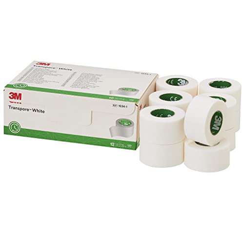 3M⢠Transpore⢠White Surgical Tape 1534-1, 1 inch x 10 yard (2,5cm x 9,1m), 12 Rolls/Carton 10 Cartons/Case